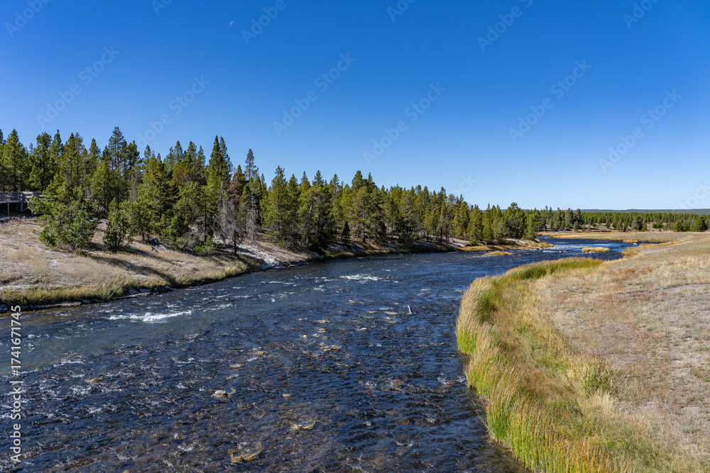Firehole River Bridge, Midway Geyser Basin Trail. Yellowstone National ...