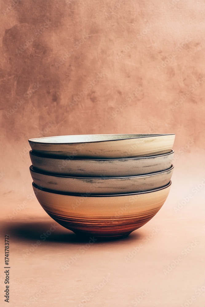Stunning stack of artisan ceramic bowls in earthy tones, perfect for ...