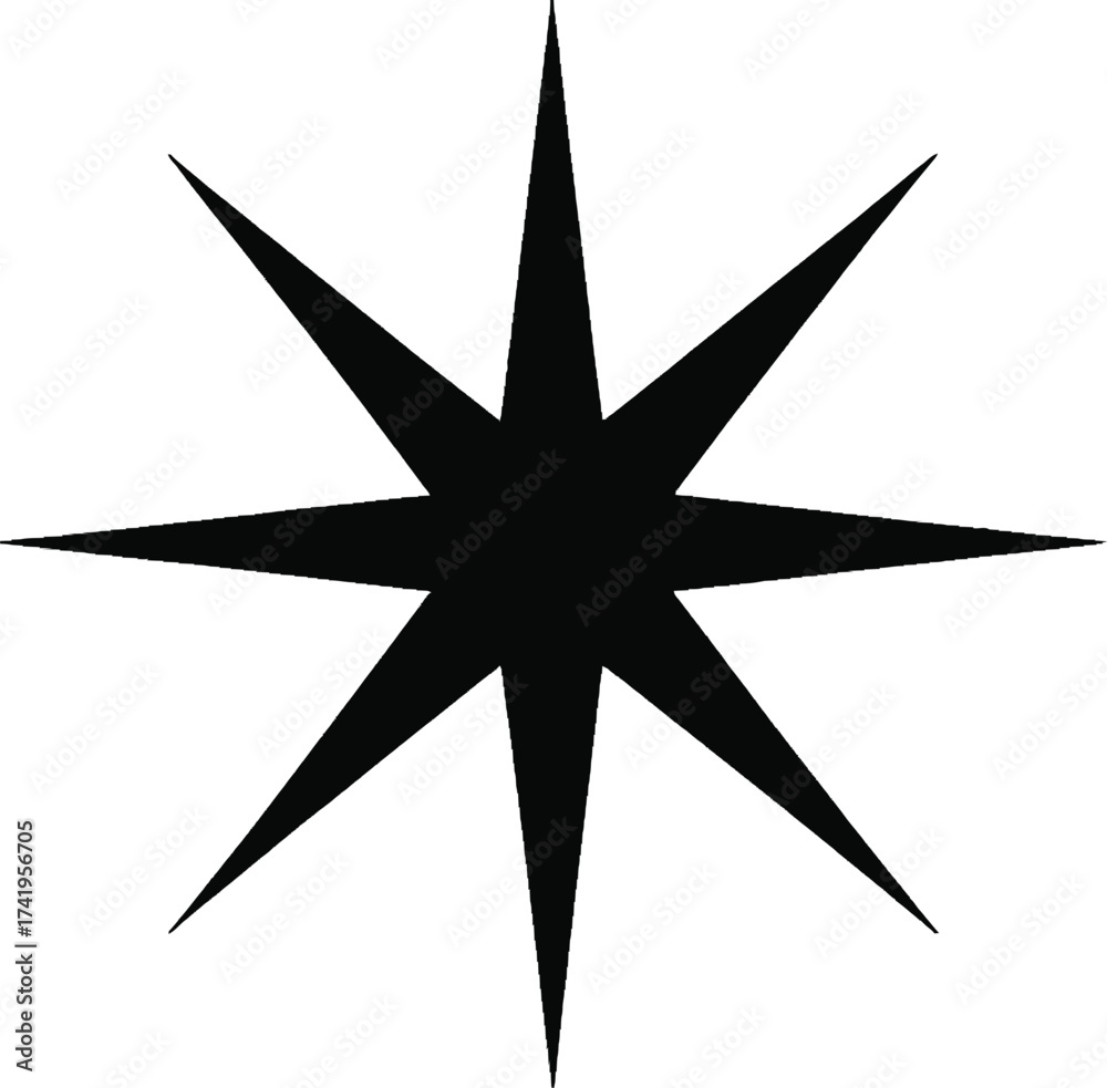 Eight pointed star graphic design element on transparent background ...
