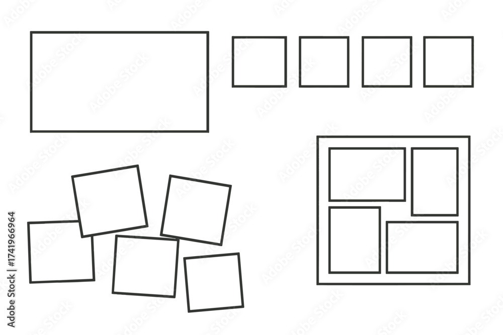 Стоковое векторное изображение «Photo frame collage template vector set ...
