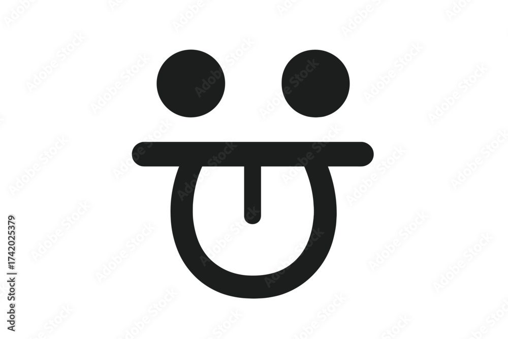 Taste icon with tongue sticking out. Simple face emoji with silly ...