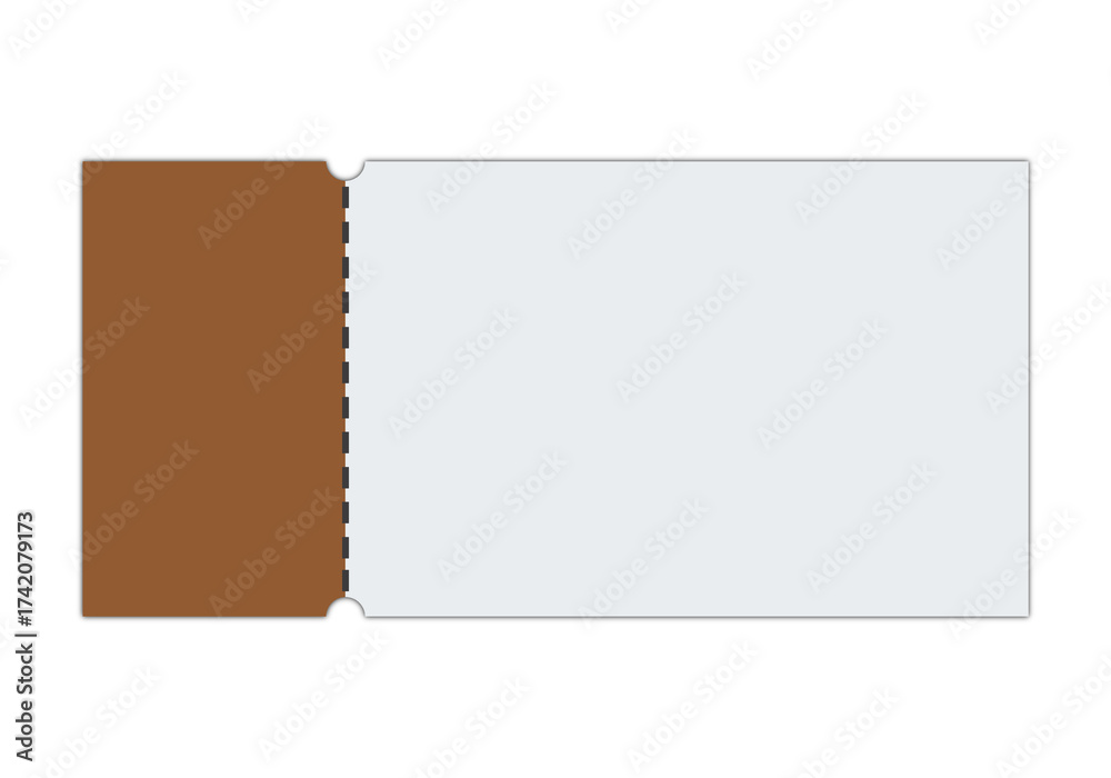 Brown and White Ticket Template Mockup with Tear Line, Detachable Stub ...