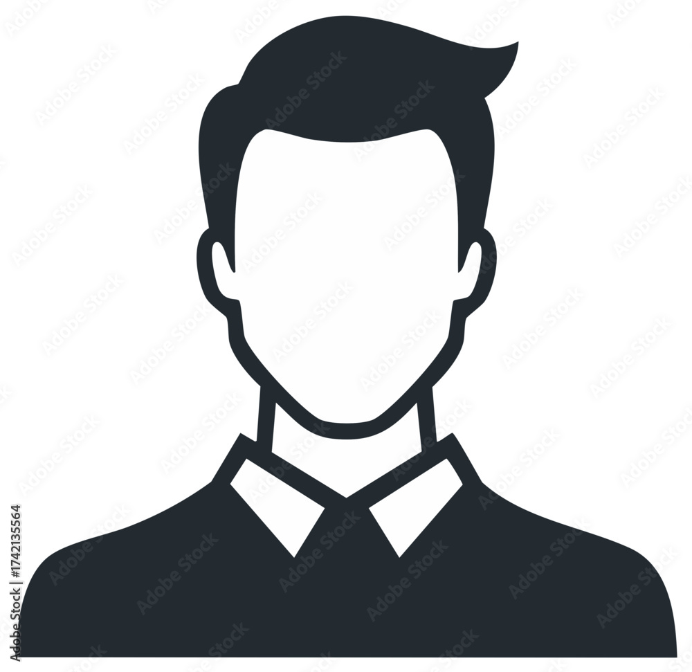 Male avatar portrait illustration. Businessman in formal shirt, outline ...