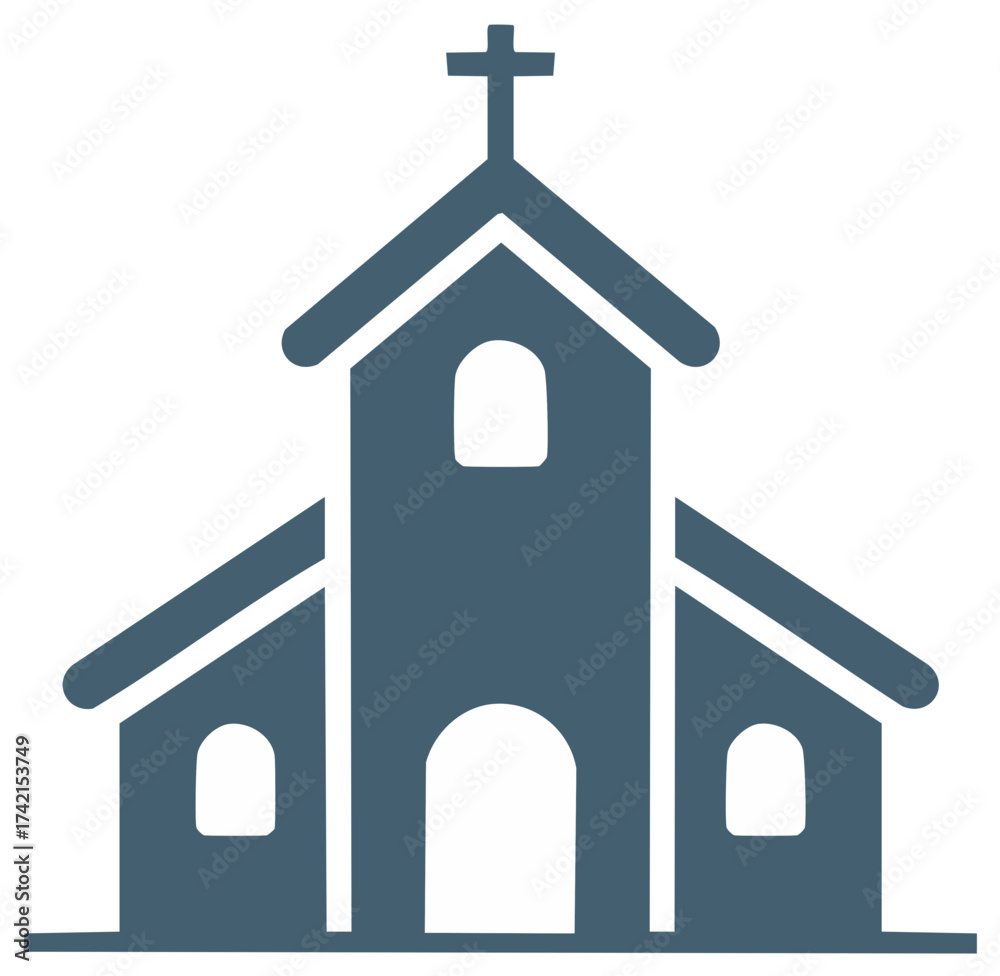 Simple Christian church building icon with a cross on the steeple Stock ...