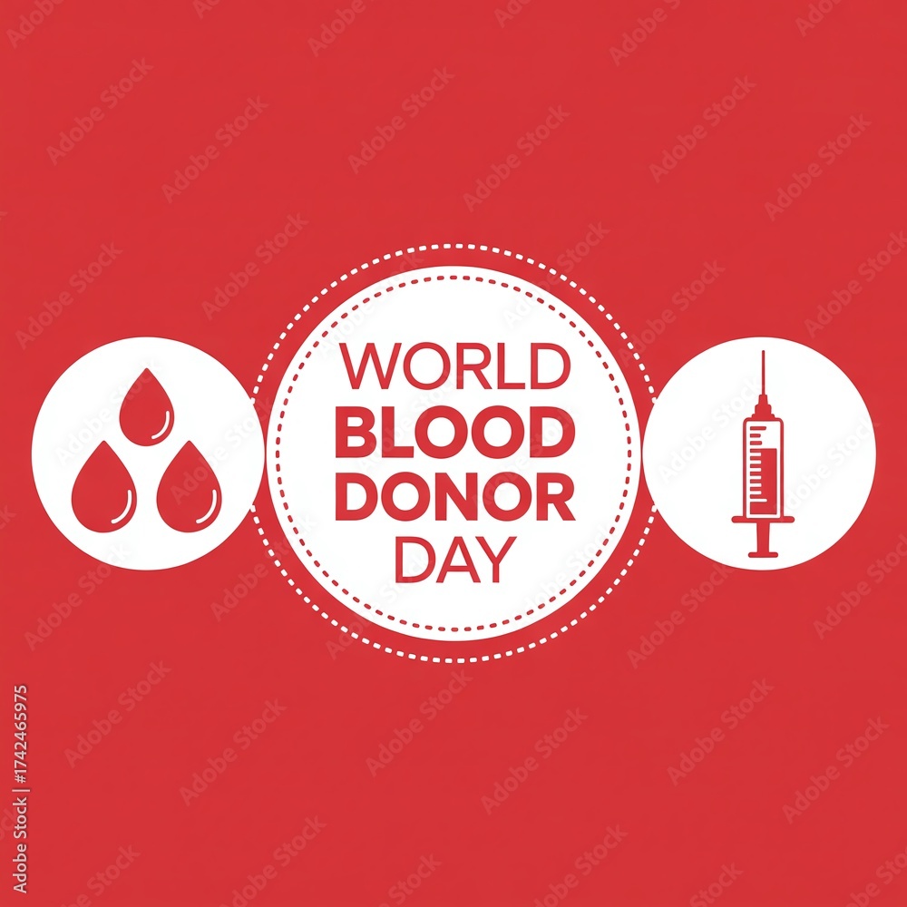 World Blood Donor Day graphic with drops and syringe for health ...