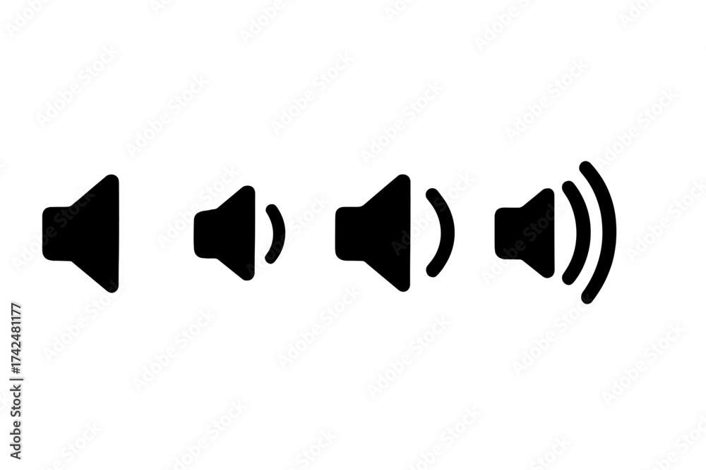 Image vectorielle Stock Volume control icon set. Sound level symbols ...