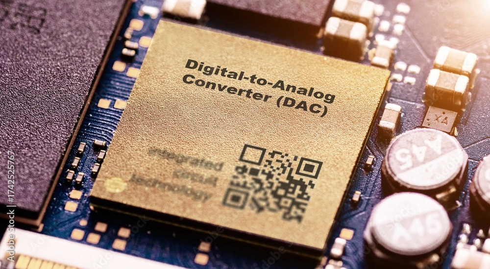 Digital-to-Analog Converter (DAC) IC converting digital signals into ...