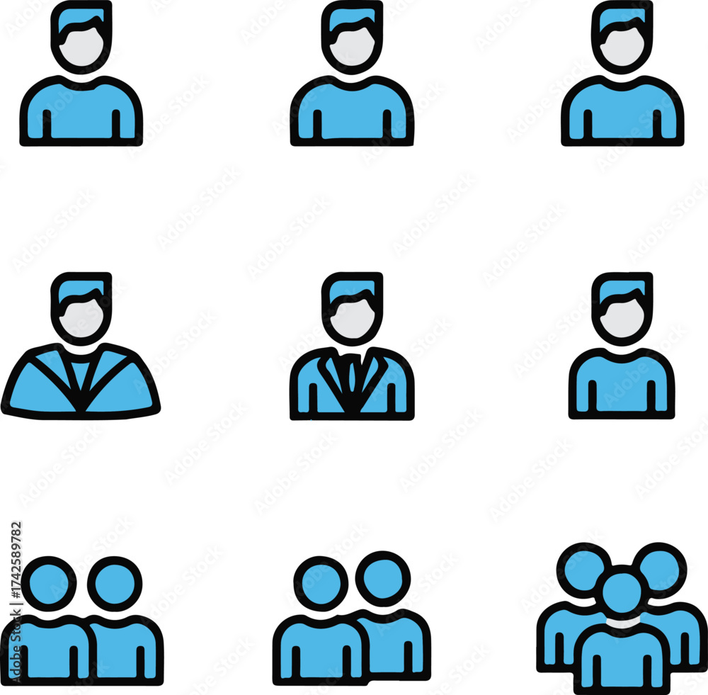 minimal people icons collection single and group silhouettes ui buttons ...