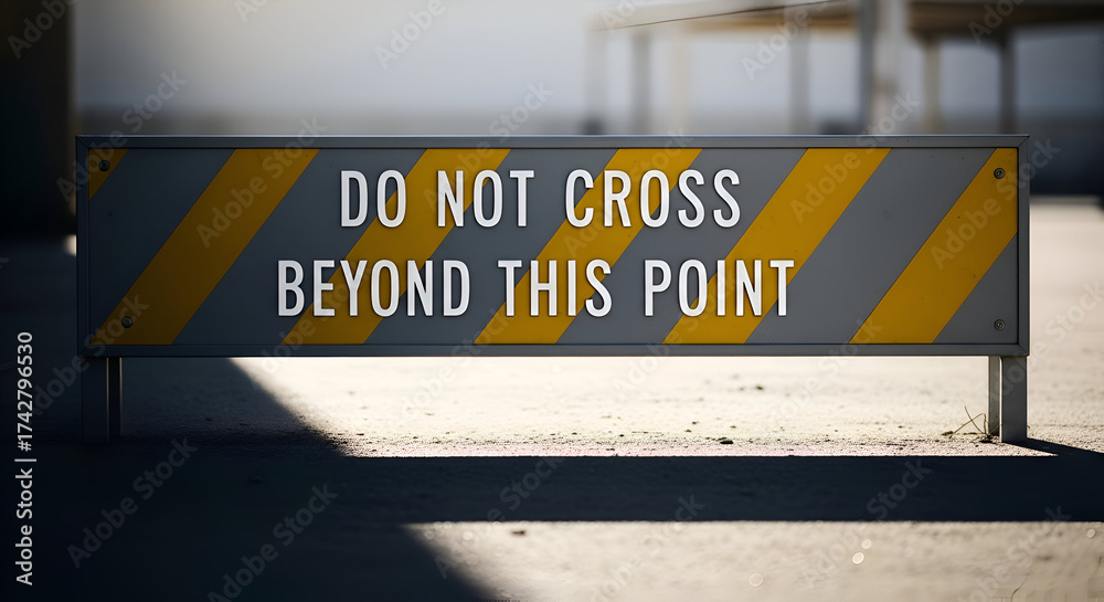 Warning Sign Indicating Hazard Zone And Directing Boundaries With ...