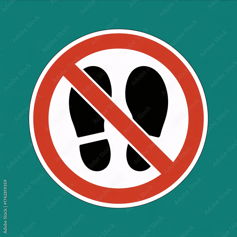 Clear prohibition sign indicating no footsteps allowed, essential for ...