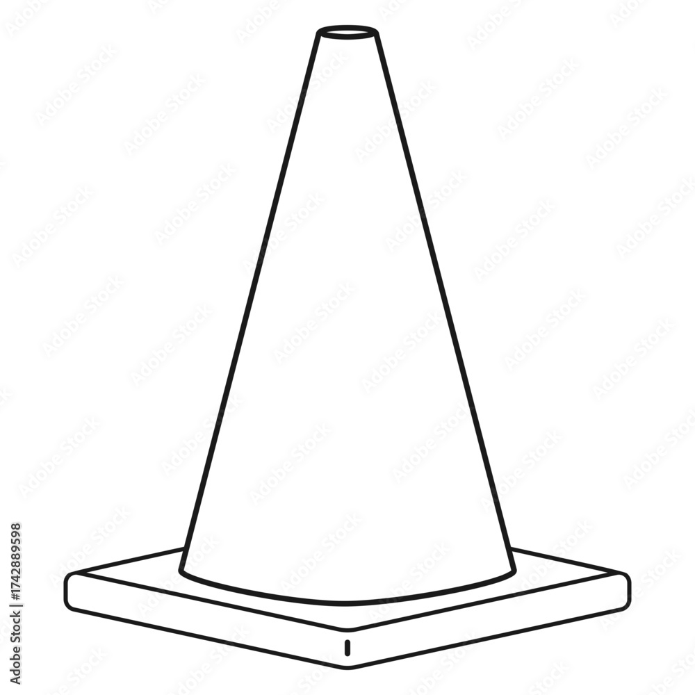 Traffic cone or witches hat icon used for public safety in line art ...
