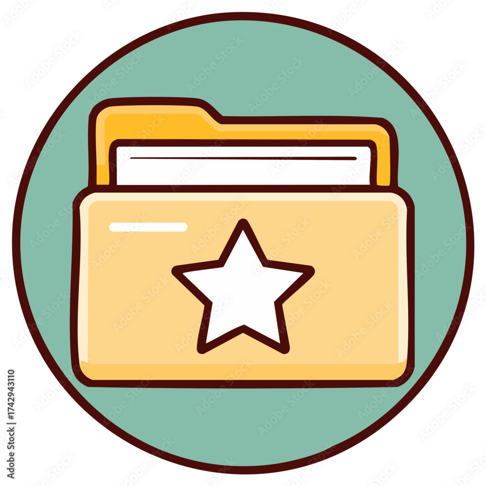Favorite Folder Icon with Star Emblem Stock Vector | Adobe Stock
