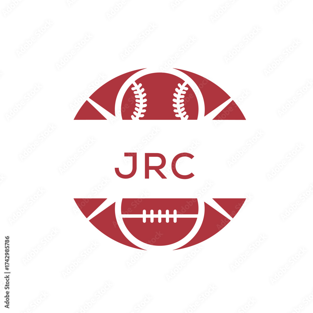 JRC Minimal Sports Logo. JRC Design with Baseball and Football Icon ...