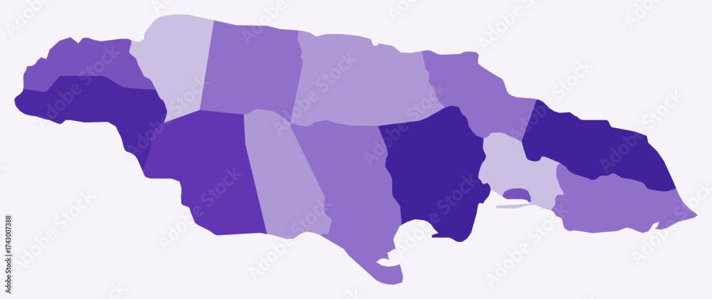 Vector de Stock Map of Jamaica with regions. Just a simple country ...