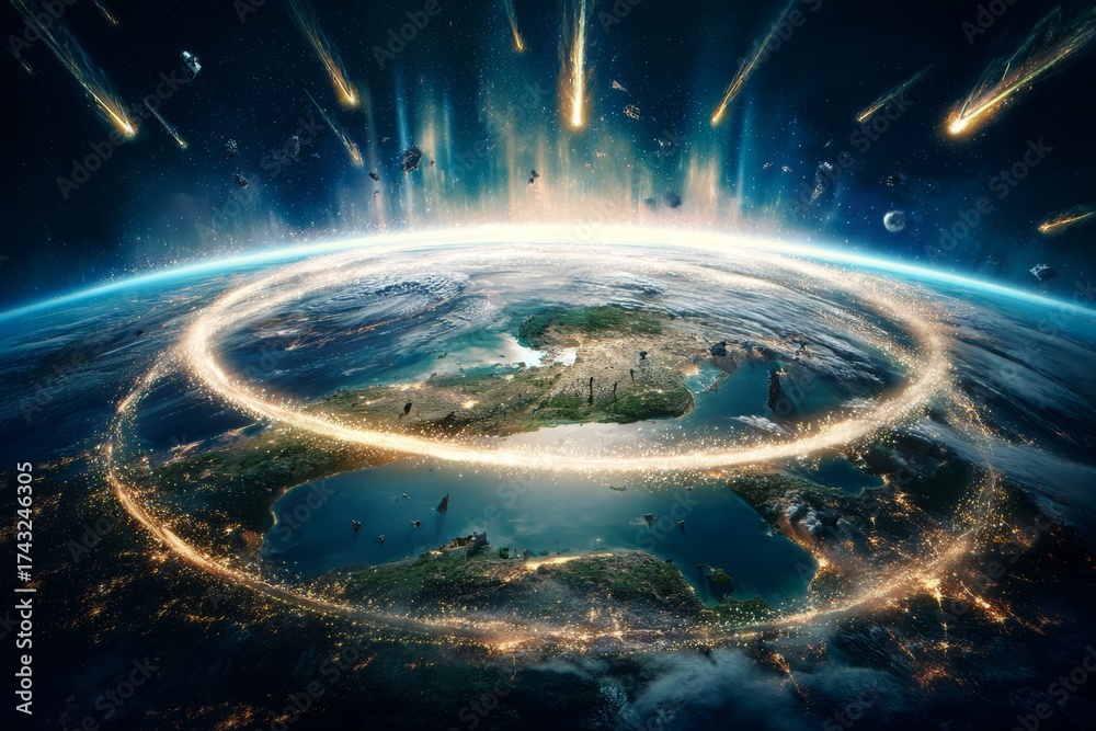 quadrants. Fractured globe with mismatched seasonal quadrants spinning ...
