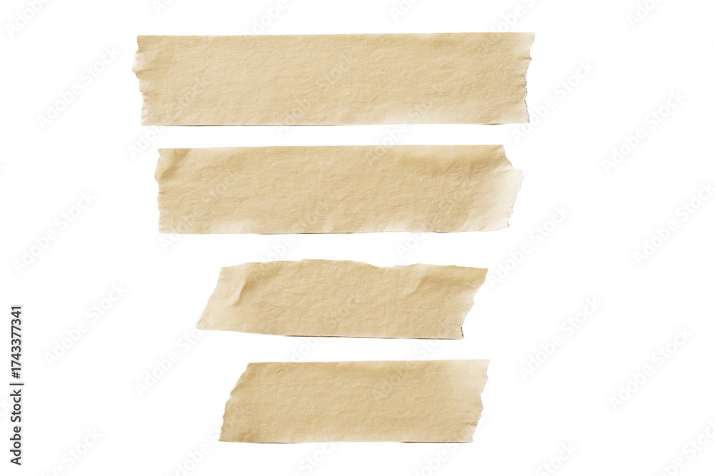Torn beige masking tape pieces isolated, realistic paper texture style ...