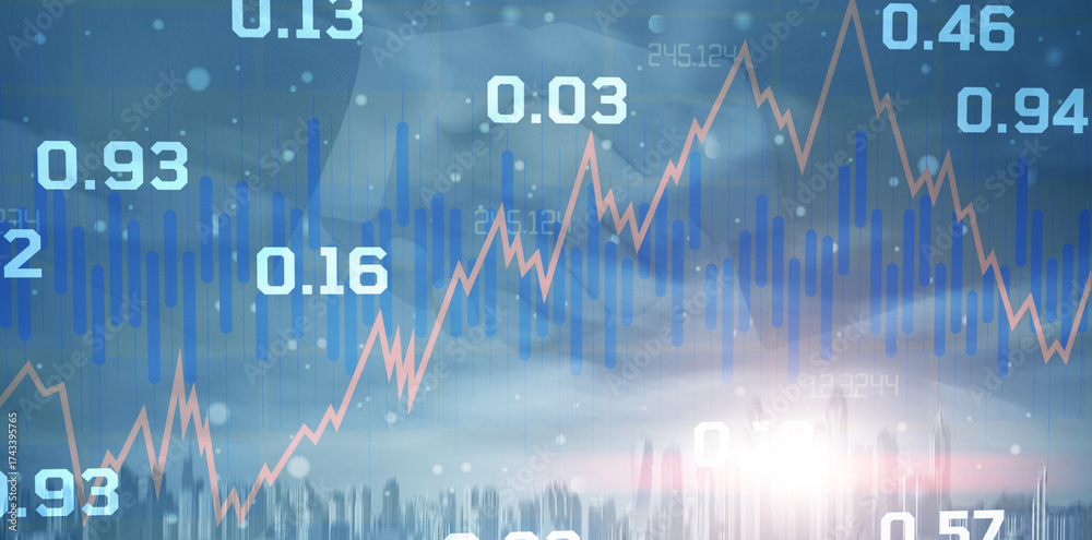 Economic growth chart. Business chart and reflection buildings Stock ...