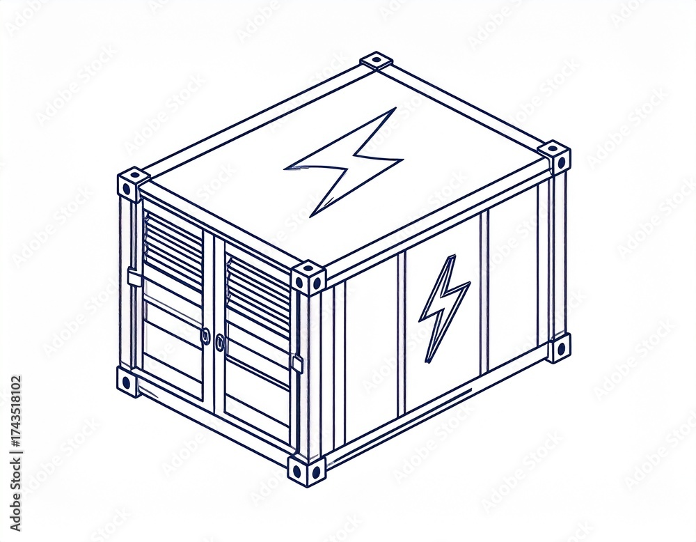 Minimalist vector icon of a battery energy storage system (BESS ...