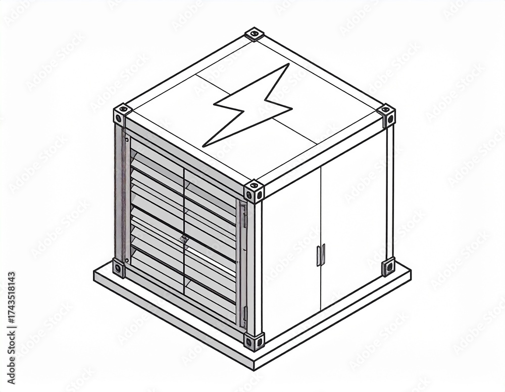 Foto de Stock Minimalist vector icon of a battery energy storage system ...