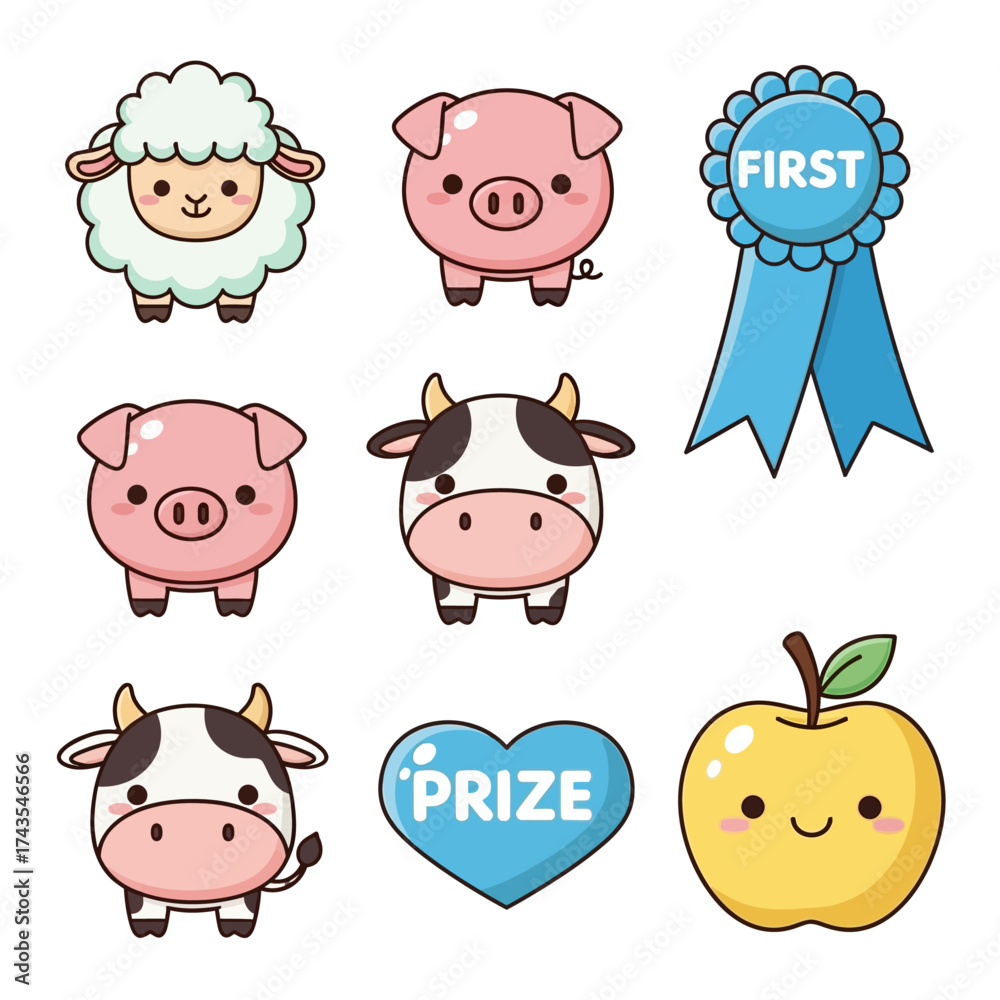 Image vectorielle Stock Cartoon illustration of farm animals, a prize ...