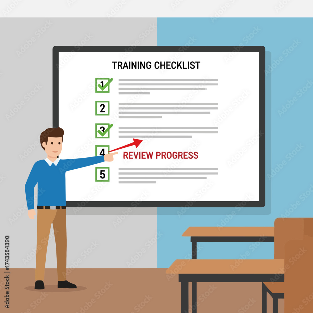 Dynamic training checklist presentation with instructor explaining ...