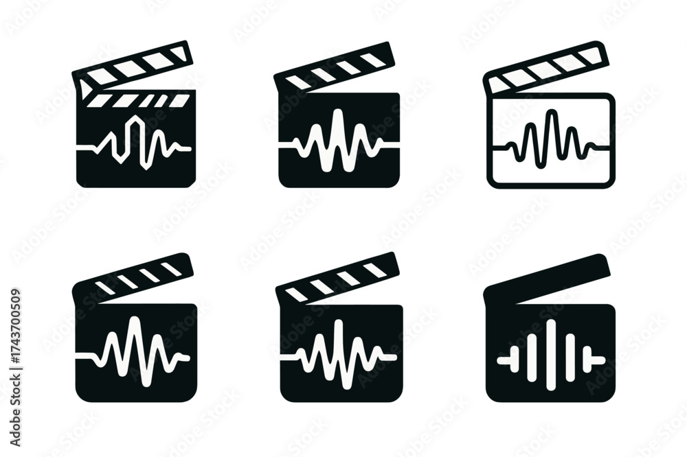 Innovative Sound Wave Logos. Film music innovations. Set Logo of Film ...