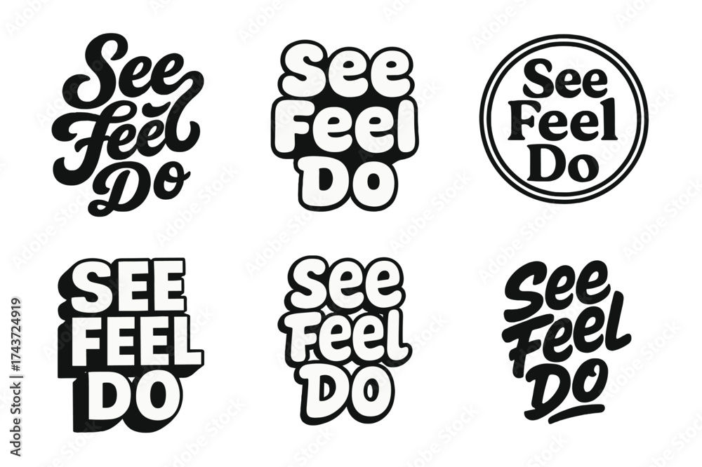 Diverse Lettering Grid. See feel do. Set lettering. harmonious ...