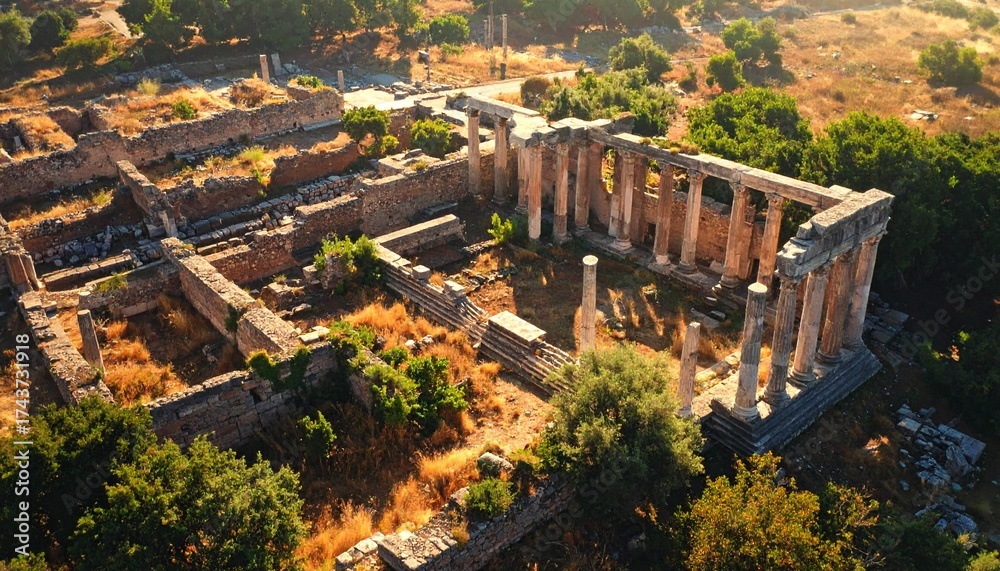 Foto stock di ruinas romanas vistas desde una toma aérea tipo dron ...