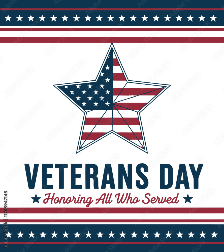 Proudly honoring veterans with a star emblem and patriotic colors ...