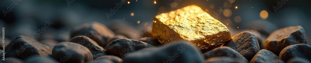 Foto de Stock Gold Nugget on Rough Stones Unearthing Original Ideas, A ...