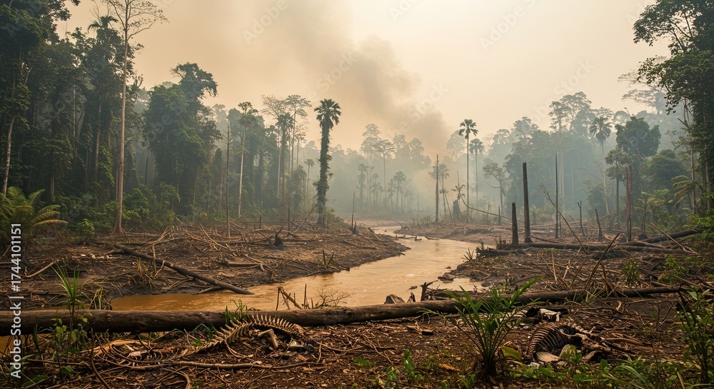 Zdjęcie bez tantiem: Devastating Amazon rainforest deforestation scene ...