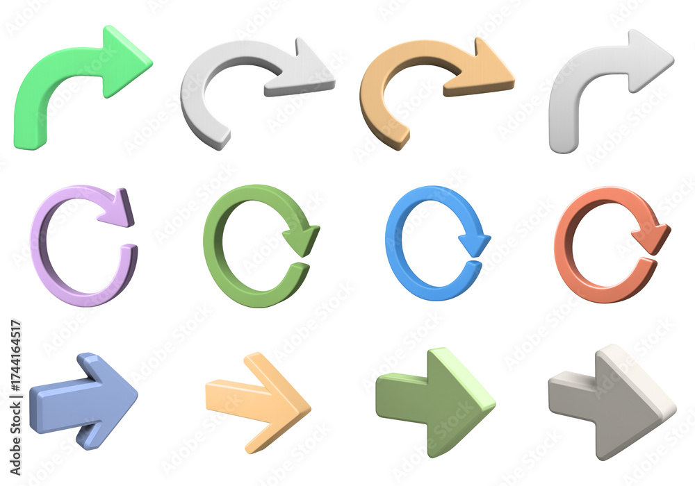 Curved and circular arrow icons; arrow shapes show turns, reload loops ...