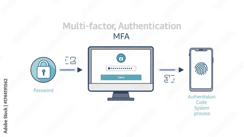Multi-factor authentication process with phone and computer Stock ...