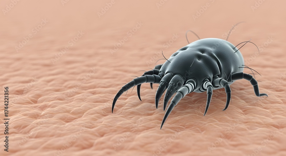 Dust Mites: A realistic representation of a dust mite on human skin ...