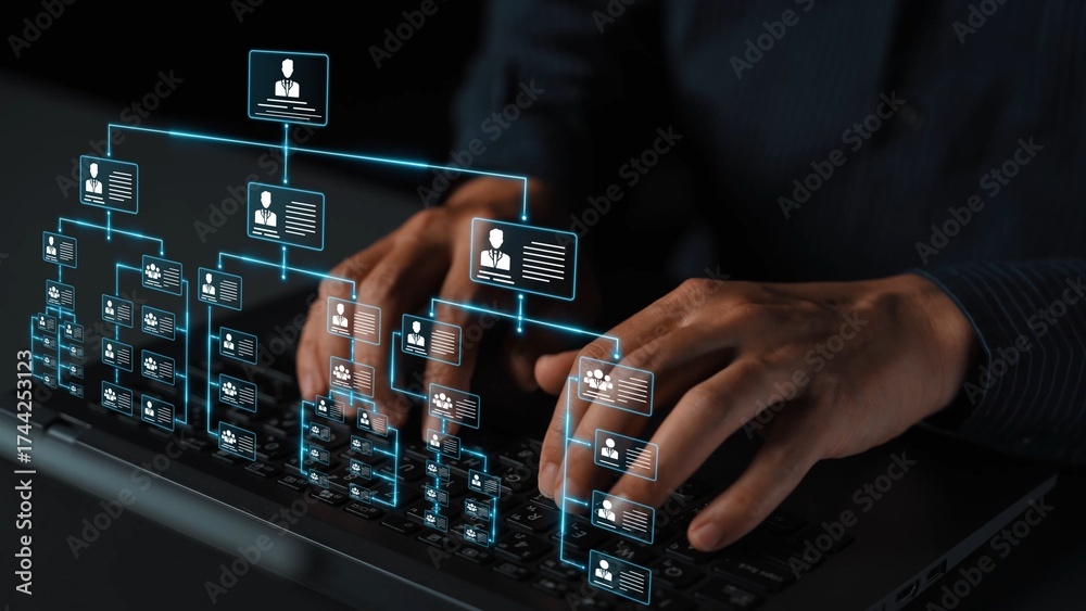 Foto de Stock Corporate org chart and team structure show hierarchy ...