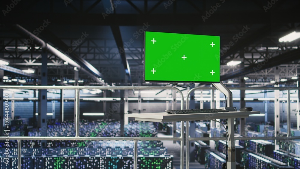Server hub green screen computer monitoring systems processing deep ...