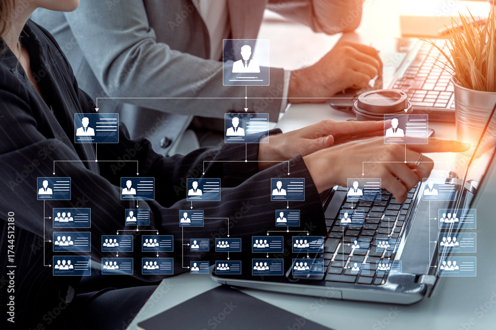 Fotografie Corporate org chart and team structure show hierarchy, team ...