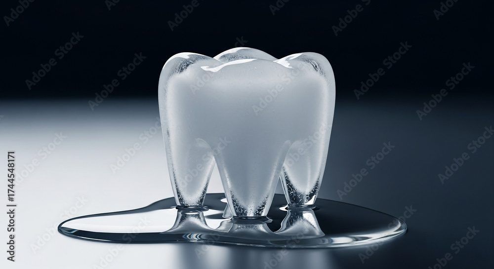 Photo Stock Translucent, glasslike tooth model appears to be melting ...