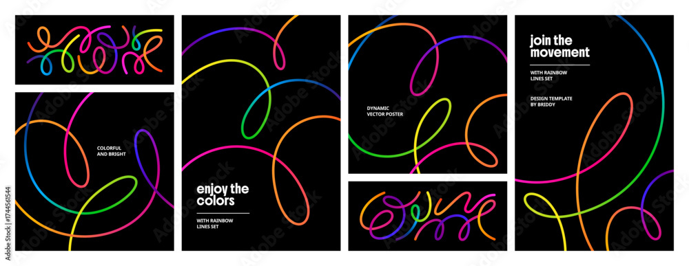 Abstract Color Line Shape Graphics. Vector Gradient Line Pattern Design ...