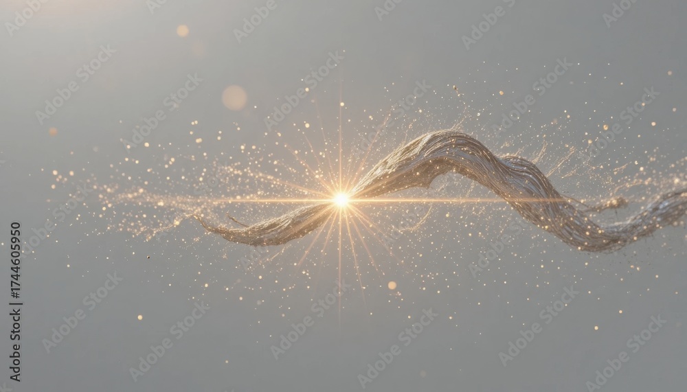 Golden lens flare and a subtle dust particle light effect, highly ...
