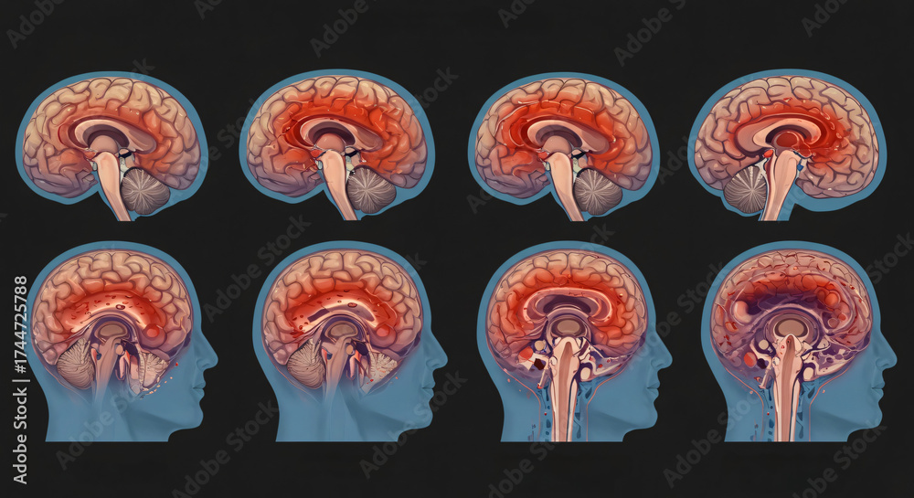 Glioblastoma Development in Human Brain — Sagittal Cross-Section ...