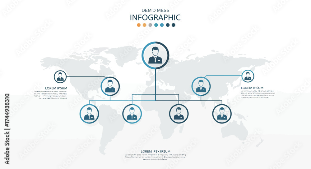 Organizational chart infographic representing global business structure ...