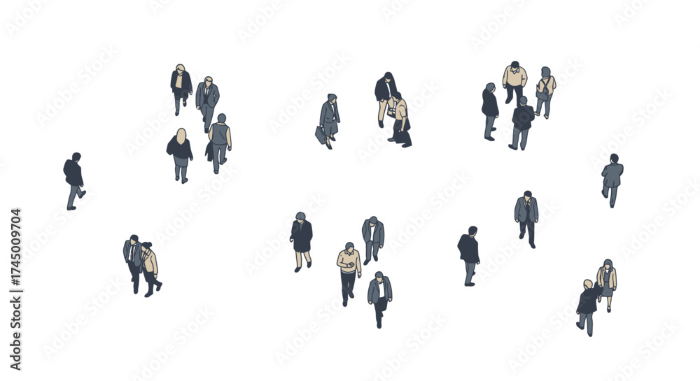 Architectural Vector Illustration of People from Top View for Landscape ...