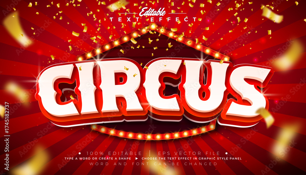 Circus Text Effect Design Editable and Scalable 3D Vector Graphic Style ...