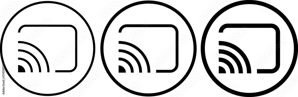 Screen cast, screencast button icon. Wireless connection symbol ...