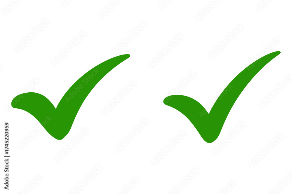 Two green check marks side by side on a white background indicating ...