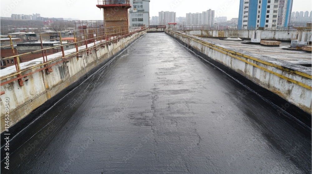 Stunning photo of waterproofing of the roof with polymer modified bitumen waterproofing membrane ...