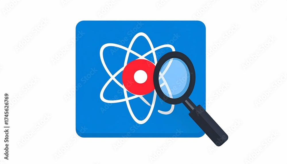 React Native Development Magnifying Glass Over Atom Icon Symbolizing ...