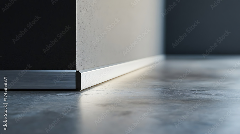 Minimalist room detail featuring baseboard molding against wall and ...