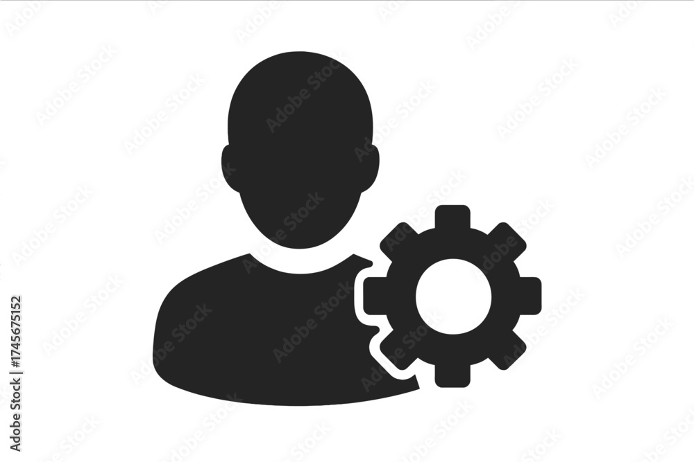 User settings icon with gear symbol for profile management. Account ...